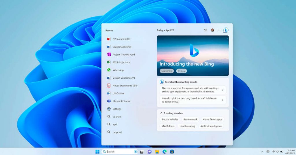 Bing ChatGPT Has Been Integrated Into The Windows 11 Taskbar